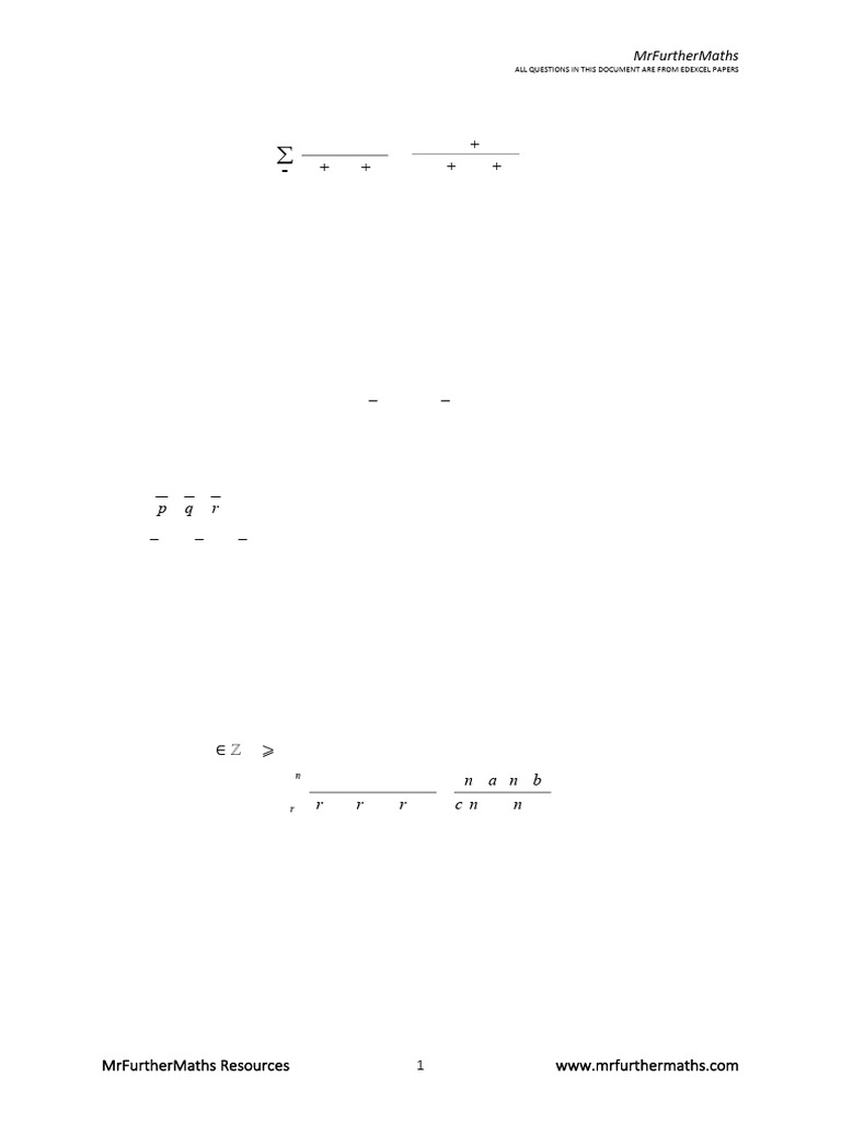9FM0 Core Topic 4 Further Algebra Exam Questions | PDF | Equations ...