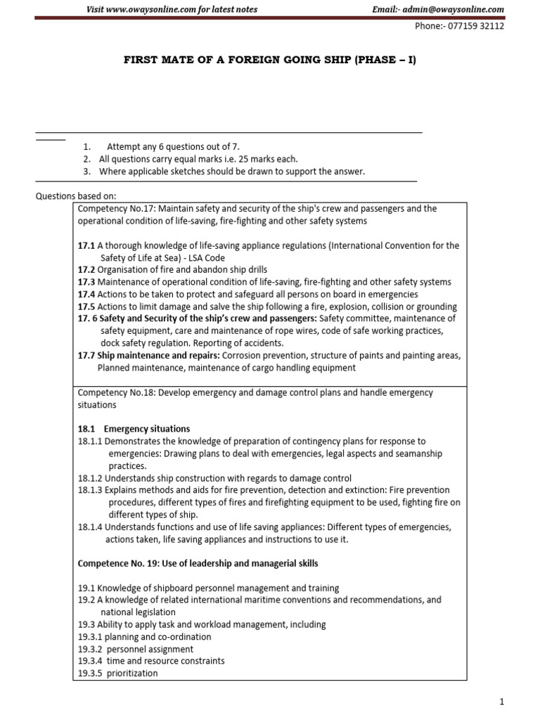 Safety Phase I Past Question Papers Till Jan25 Zekn5g | PDF | Ships | Oil Tanker