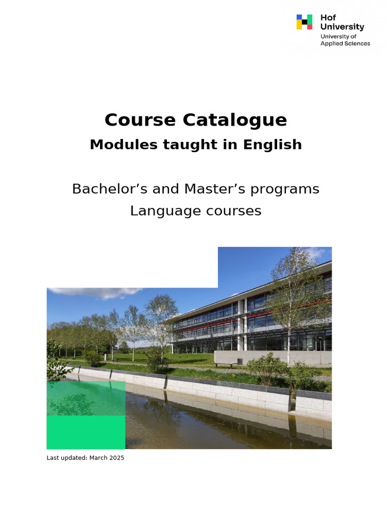 Course Catalogue Modules Taught in English Updated March 2025 | PDF ...