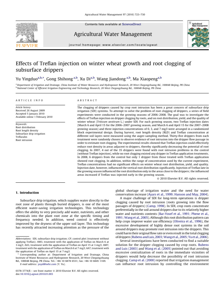 Effects of Treflan Injection On Winter W | PDF | Root | Soil