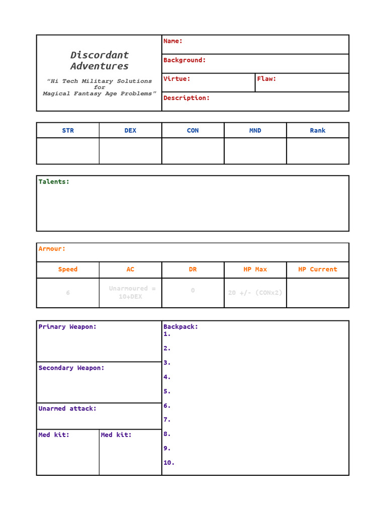 24xx Character Sheet Template | PDF