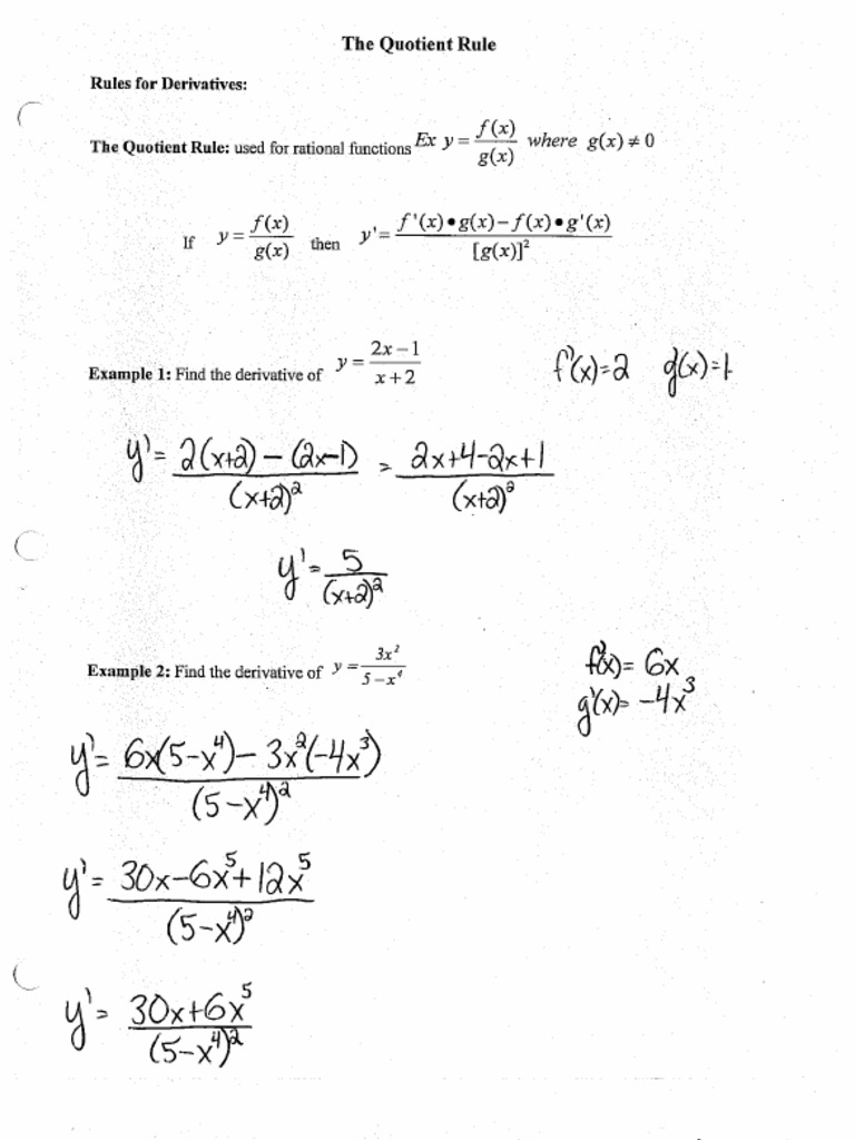 19 The Quotient Rule Day 19 | PDF