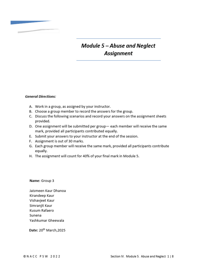 IV-6 Assigmt - Module 5 Abuse and Neglect | PDF | Child Abuse | Feeling