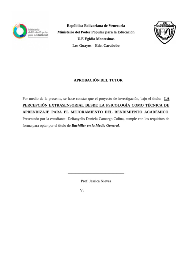 Aprobacion Del Tutor | PDF