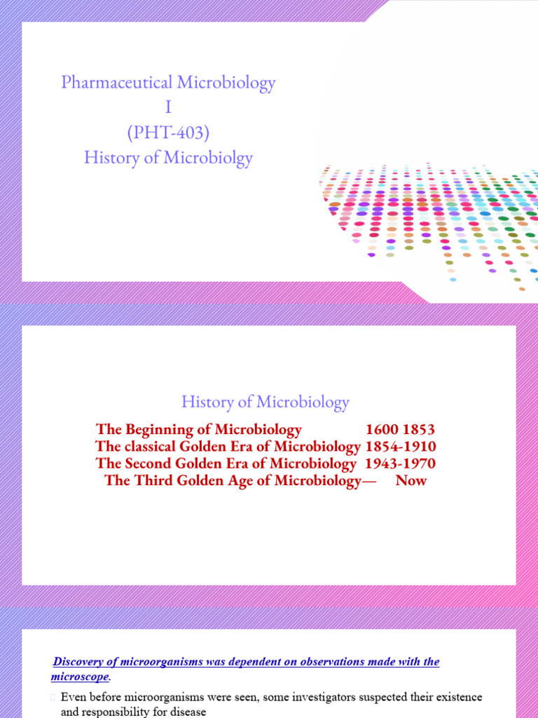 Timeline of Microbiology's Golden Ages | PDF | Microbiology | Microscope