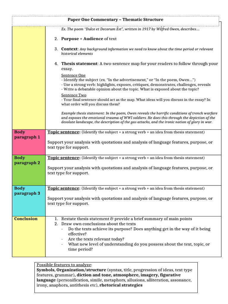 Paper One Structure SL - Thematic | PDF | Poetry | Essays