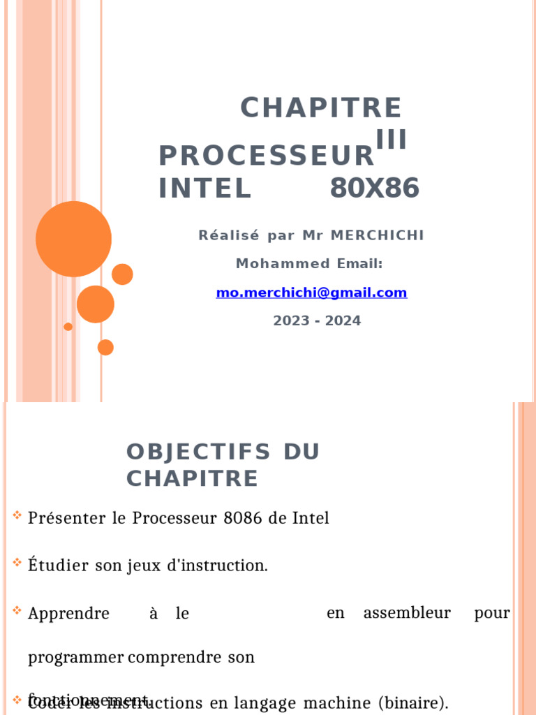 Processeur Intel 8086 : Architecture et Programmation | PDF ...