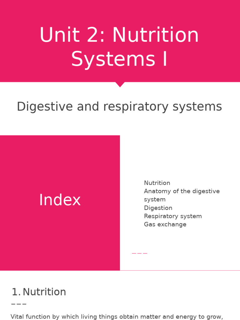Unit 3 - Nutrition Systems I | PDF | Digestion | Human Digestive System