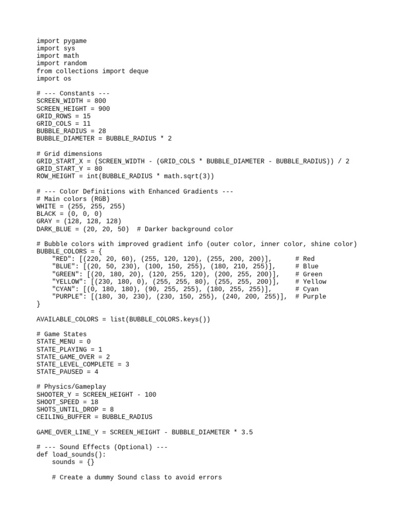 Pygame Bubble Shooter Game Code | PDF | Color