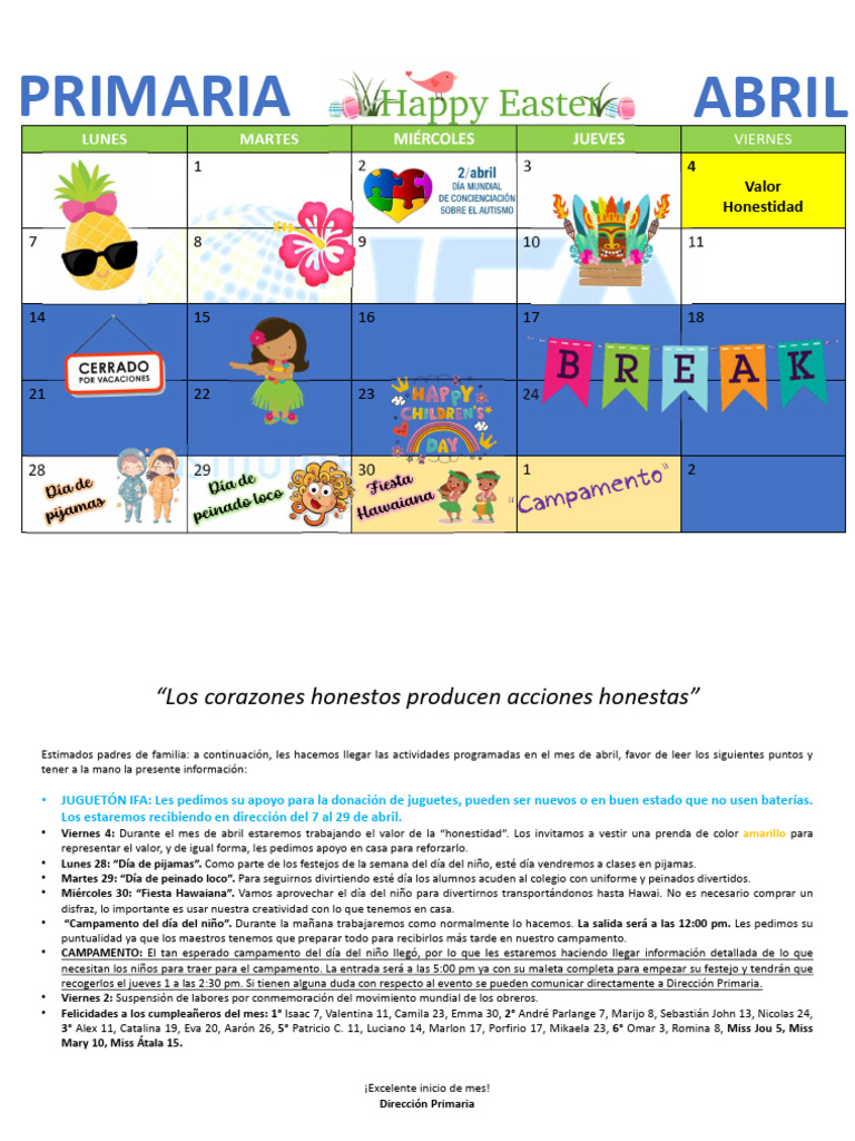 Actividades de abril en primaria | PDF
