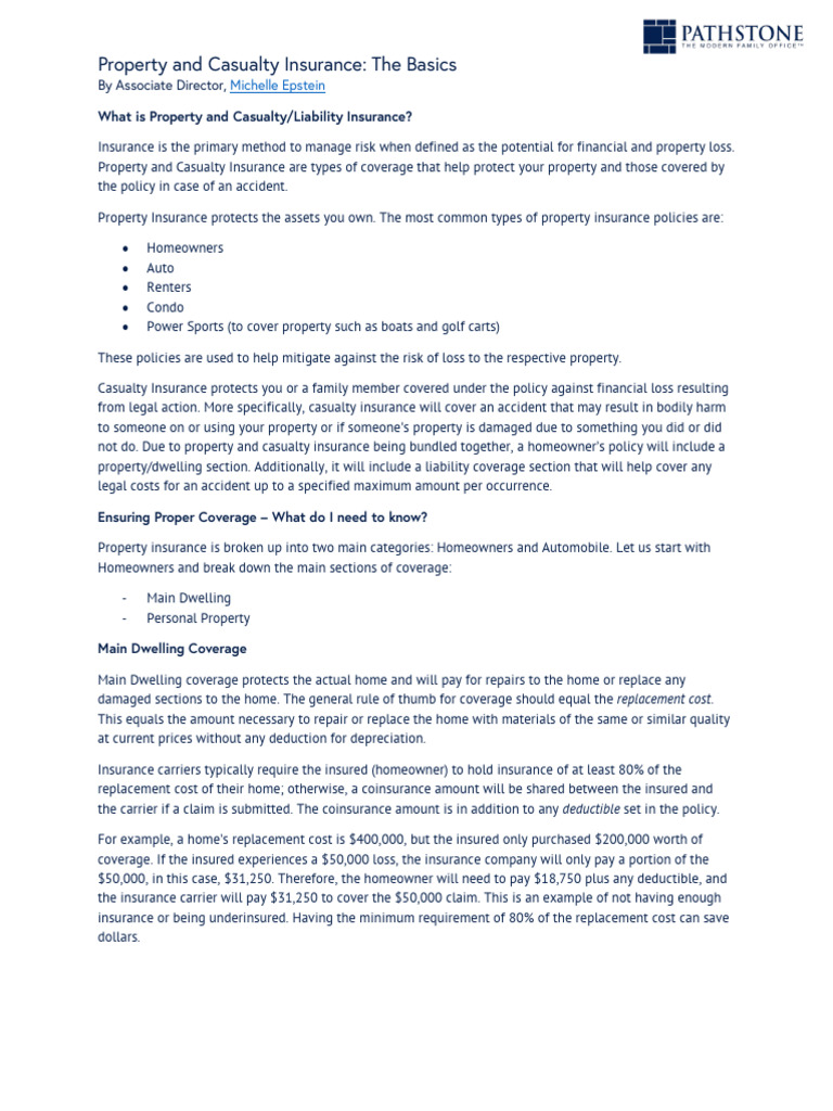 Property and Casualty Insurance Basics | PDF | Insurance | Deductible