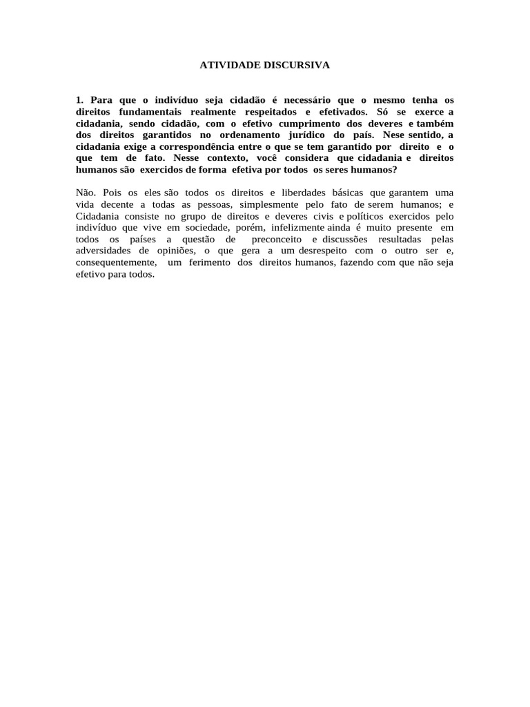 Atividade Discursiva | PDF