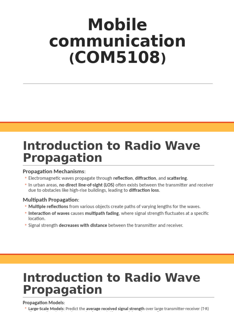 Lecture 4 Mobile Communication | PDF | Antenna (Radio) | Radio Propagation