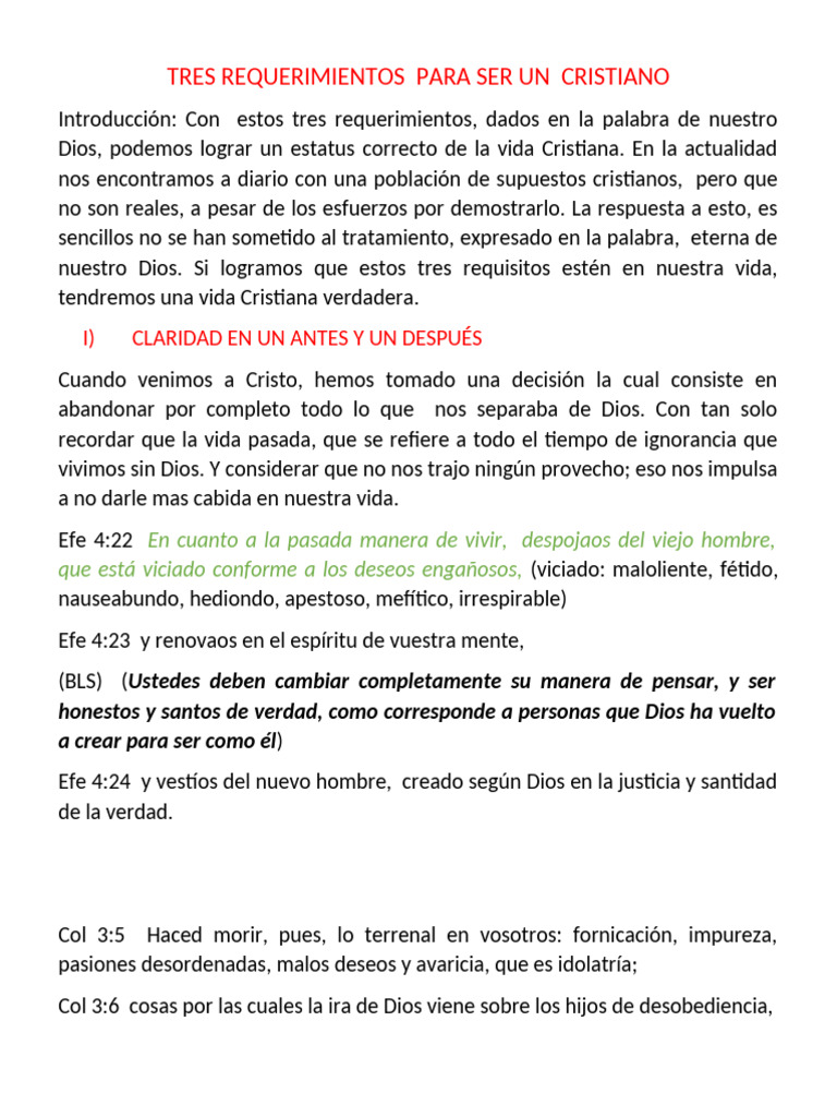 Tres Requerimientos para Ser Un Cristiano | PDF | Creencia religiosa y doctrina | Concepciones ...