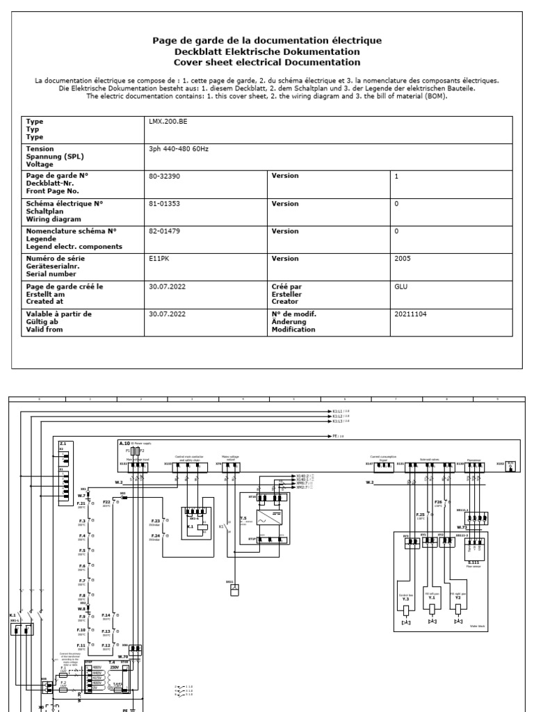 Page de Garde de La Documentation Électrique Deckblatt Elektrische Dokumentation Cover Sheet ...