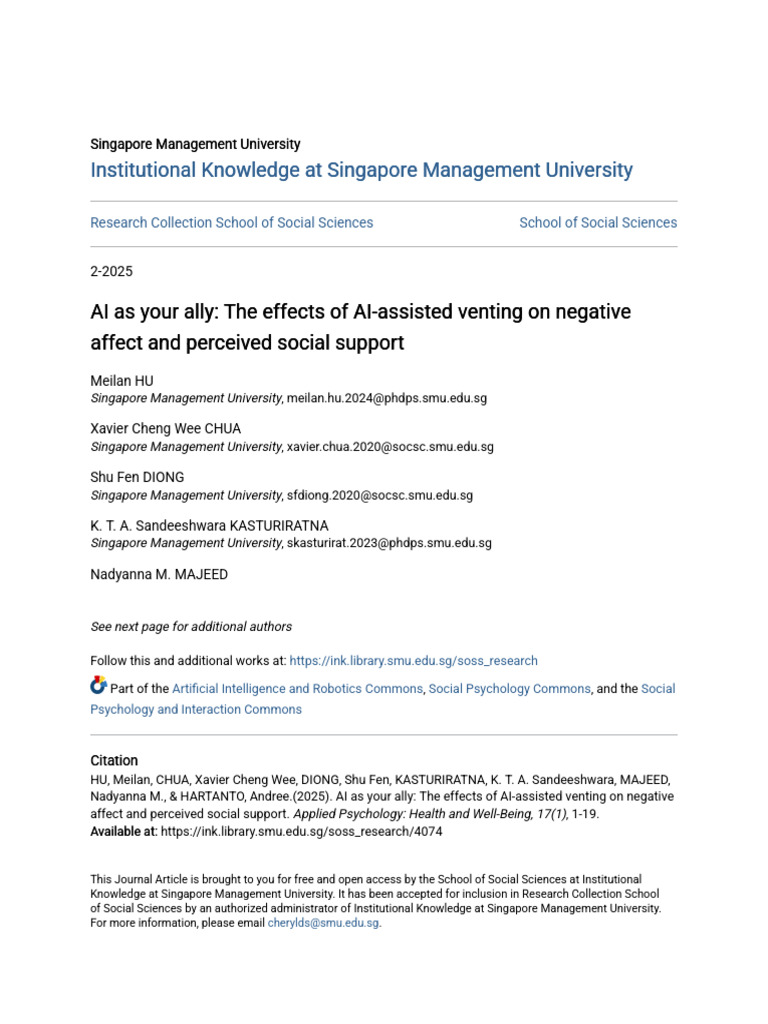 AI-Assisted Venting and Emotional Support | PDF | Affect (Psychology ...