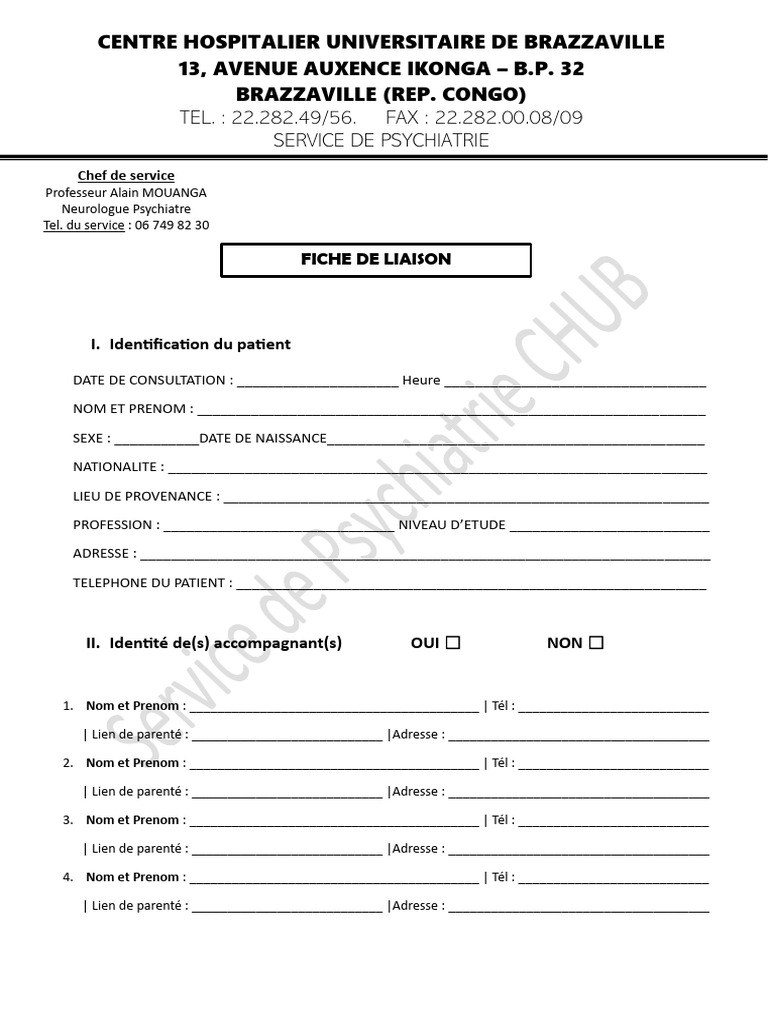 Fiche de liaison transfert patient | PDF | Soins de santé | Santé mentale