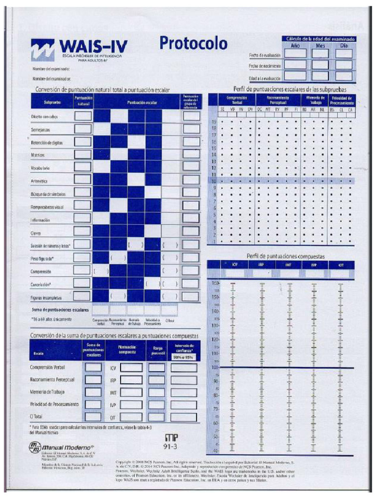 Protocolo WAIS IV | PDF