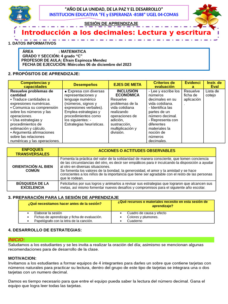 MATEMÁTICAS - Introducción a Los Decimales Lectura y Escritura - Mierc ...