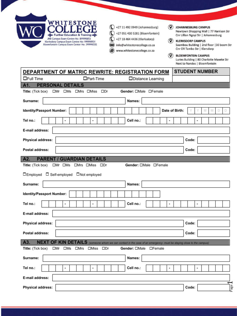 Matric Rewrite Registration 2026 Form | PDF | Indemnity | Insurance