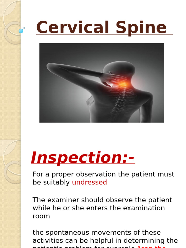 Cervical Inspection and Palpation | PDF | Vertebra | Neck
