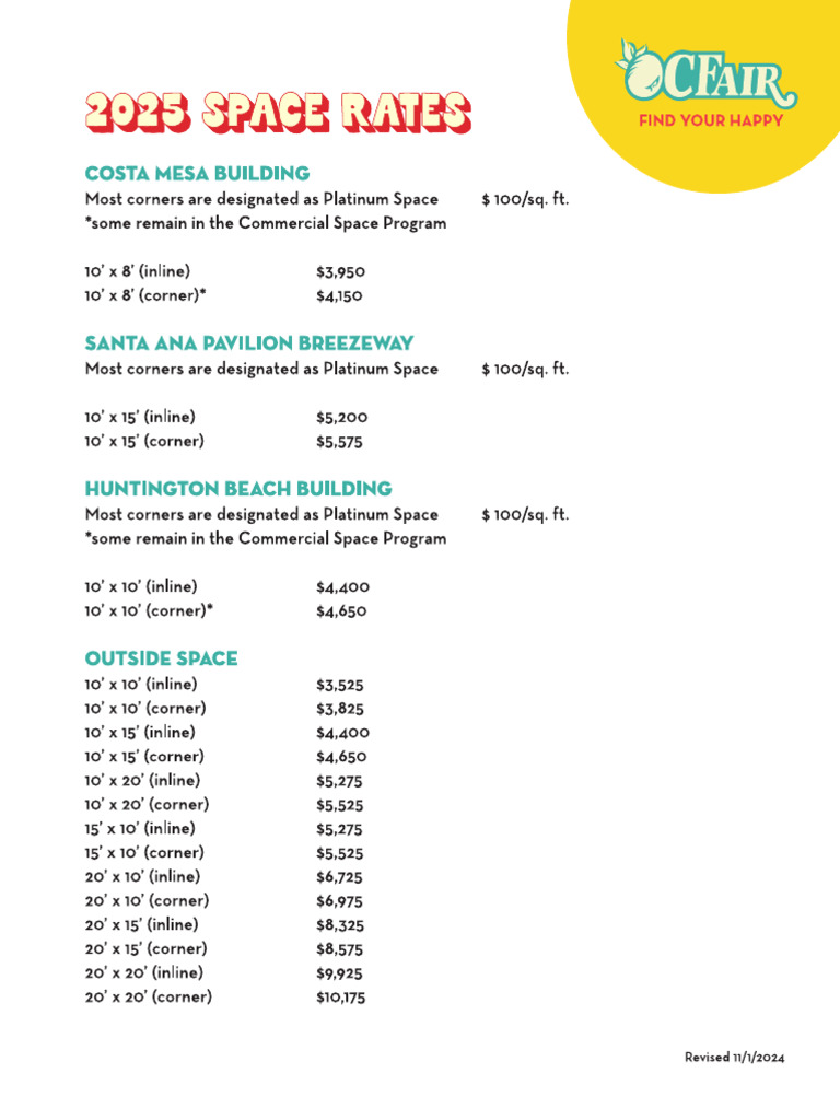 2025 OC Fair Space Rates | PDF