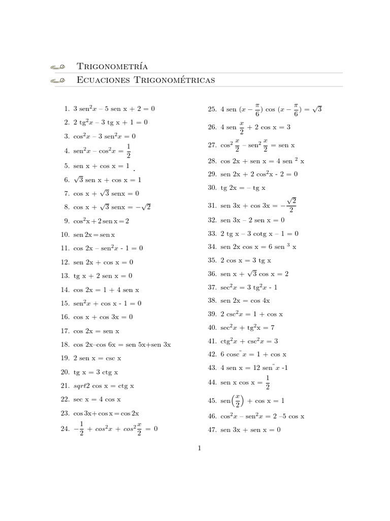 Ecuaciones Trigonom | PDF