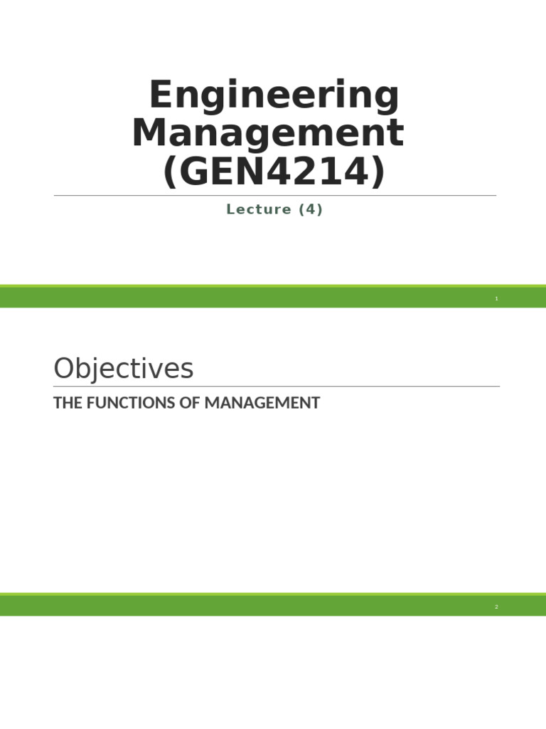 Lecture 4 Engineering Management | PDF | Motivational | Motivation
