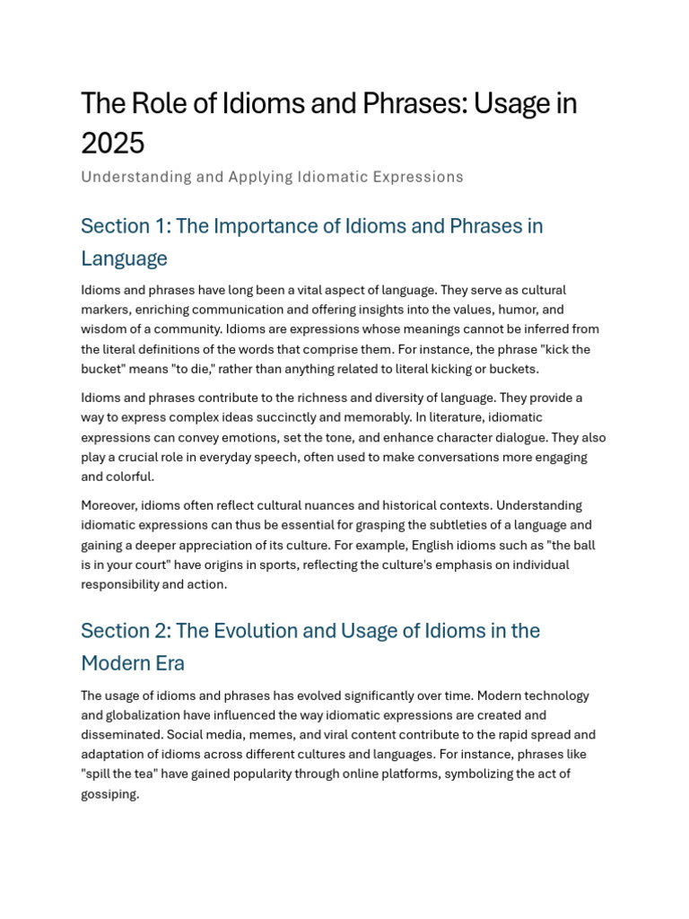 Modern Idioms and Phrases in 2025 | PDF | Idiom | Communication