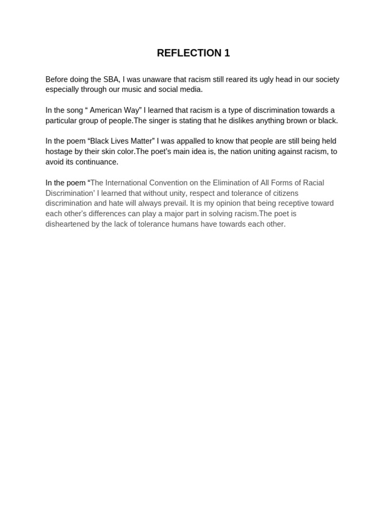 Copy of Reflection 1 | PDF