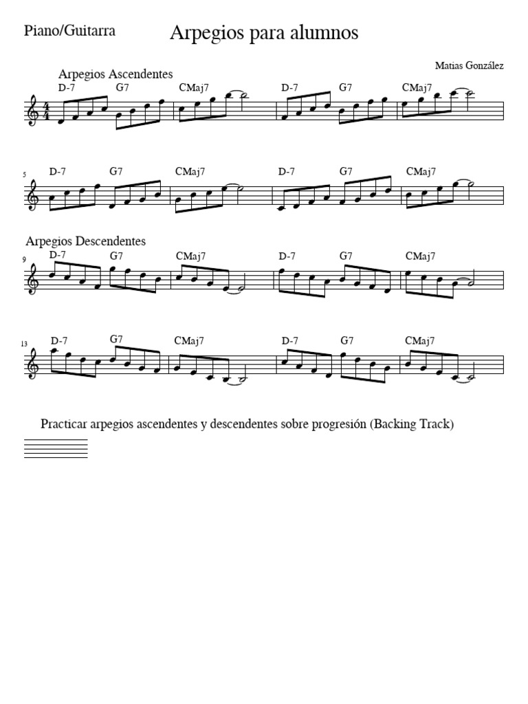 Ejercicios de arpegios para guitarra | PDF