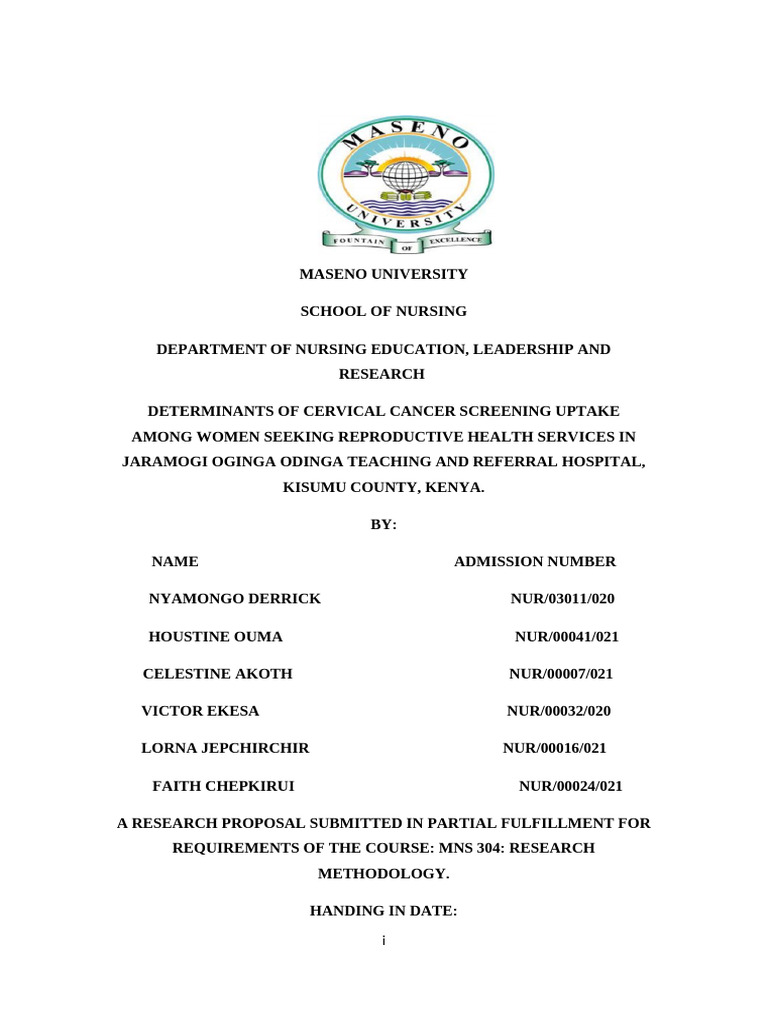 Cervical Cancer Screening Study in Kenya | PDF | Cervical Cancer ...