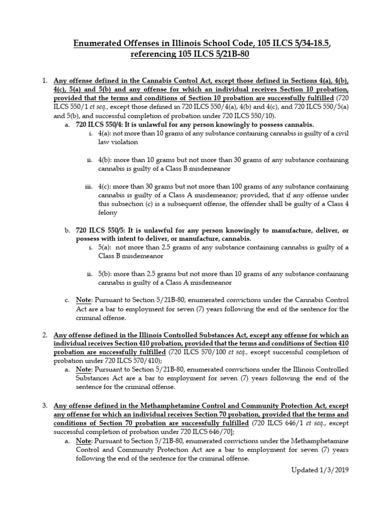 1.3.19enumerated Offenses in Illinois School Code - 20200622 | PDF ...