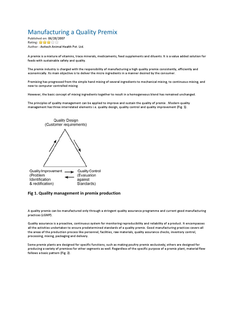 Manufacturing A Quality Premix | PDF | Warehouse | Quality Assurance