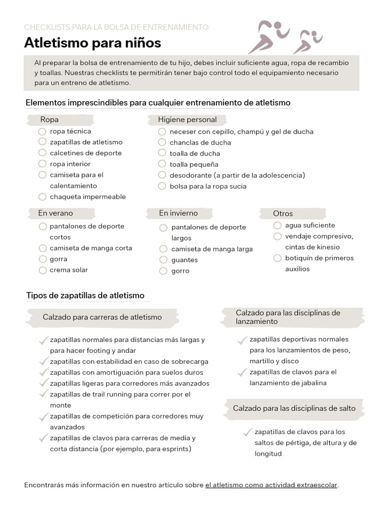 Checklist Equipamiento Atletismo | PDF | Deporte del atletismo