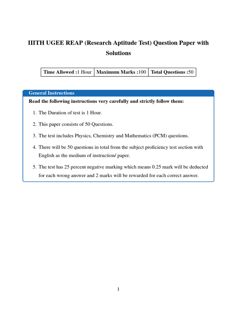 UGEE REAP Question Paper Solutions | PDF | Waves | Physics