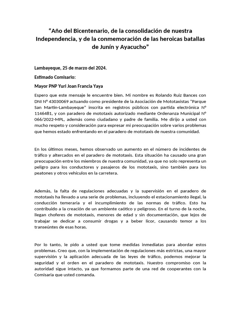 Oficio Comisaria | PDF