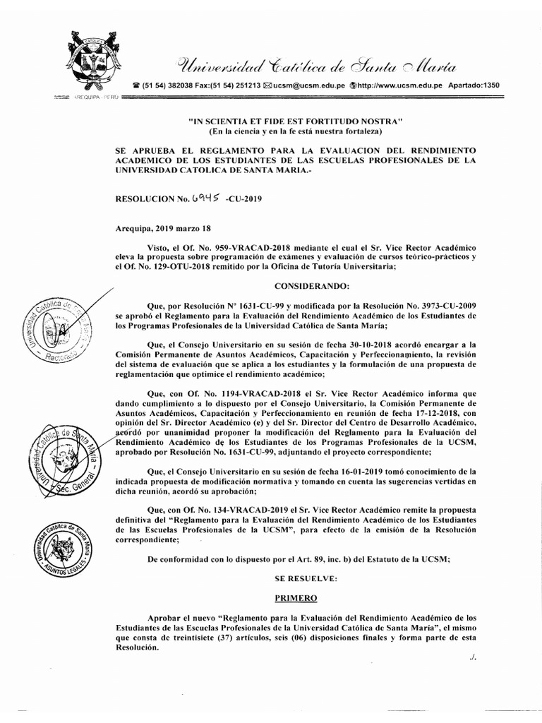 Reglamento de Evaluacion Del Rendimiento | PDF