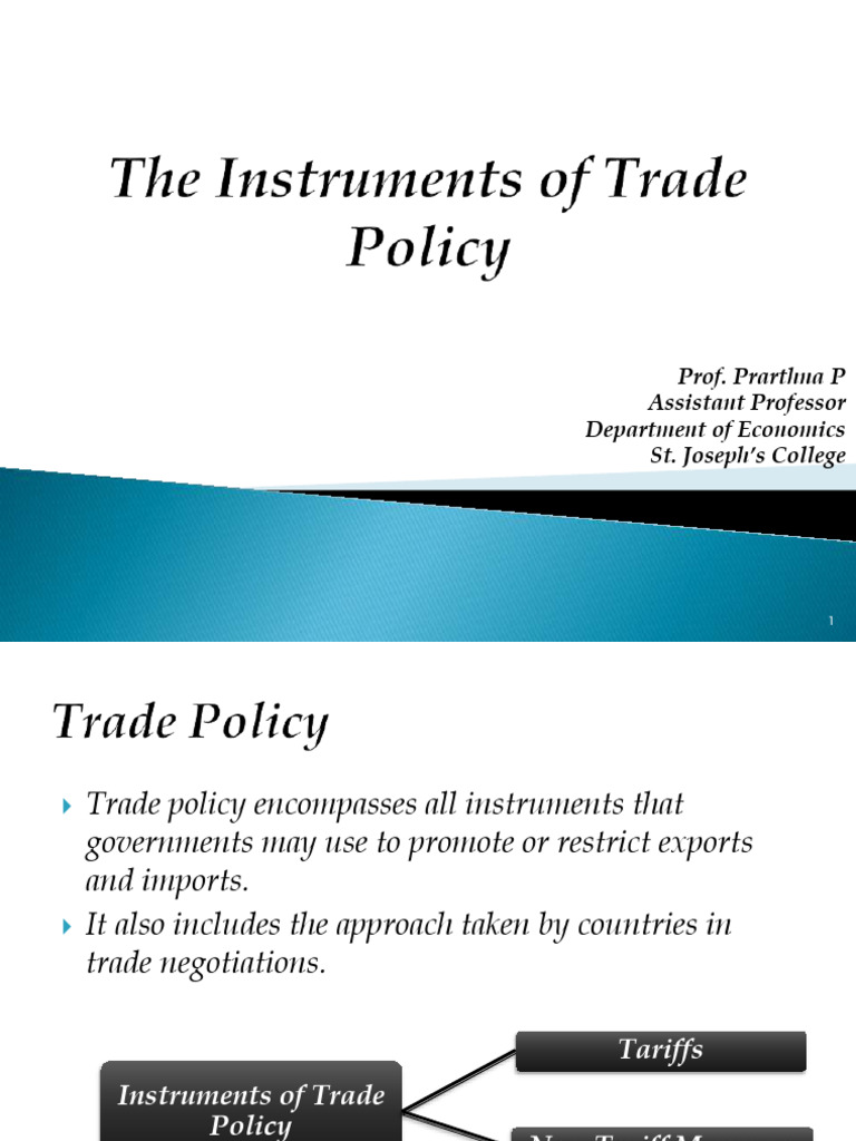 Understanding Trade Policy Instruments | PDF | Tariff | Dumping ...