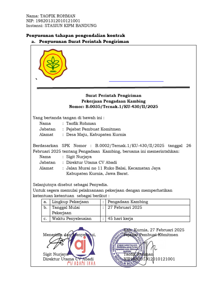 Lampiran 6 - Form SPP Dan Monitoring Jadwal Pengiriman Dan Pelaksanaan | PDF
