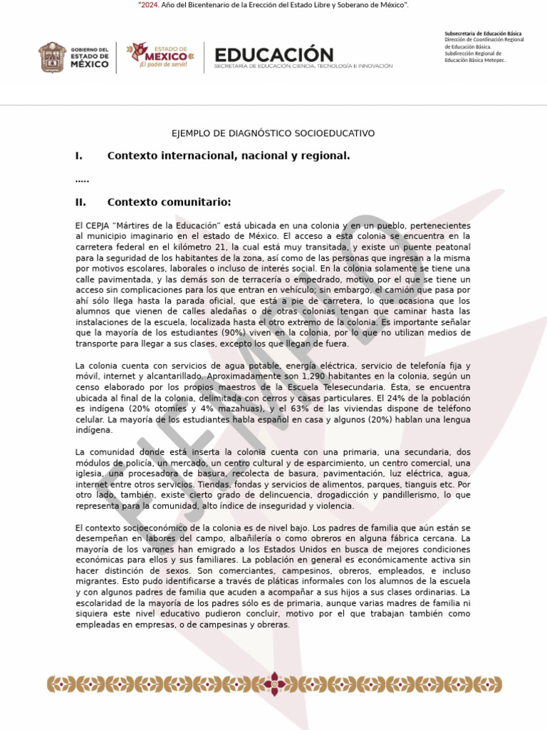 Diagnóstico Socioeducativo Ejemplo2 | PDF | Evaluación | Enseñando