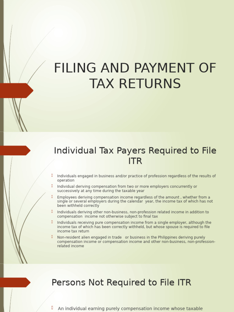 Filing and Payment of Tax Returns | PDF | Income Tax | Taxes