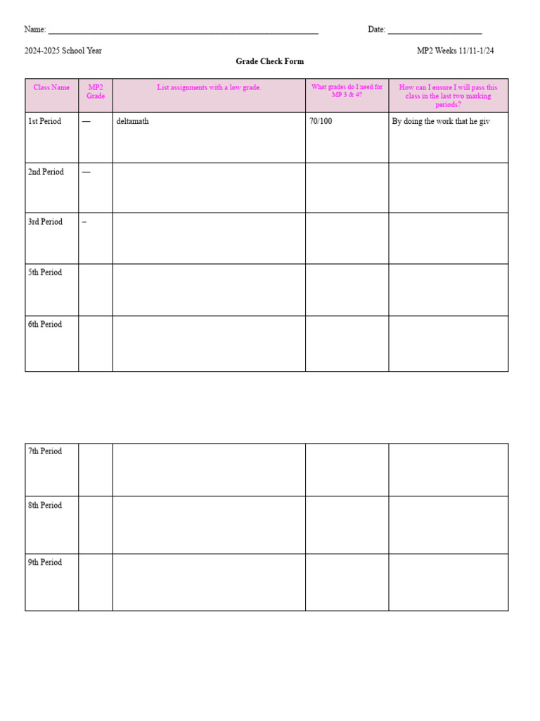 Grade Check MP2 | PDF