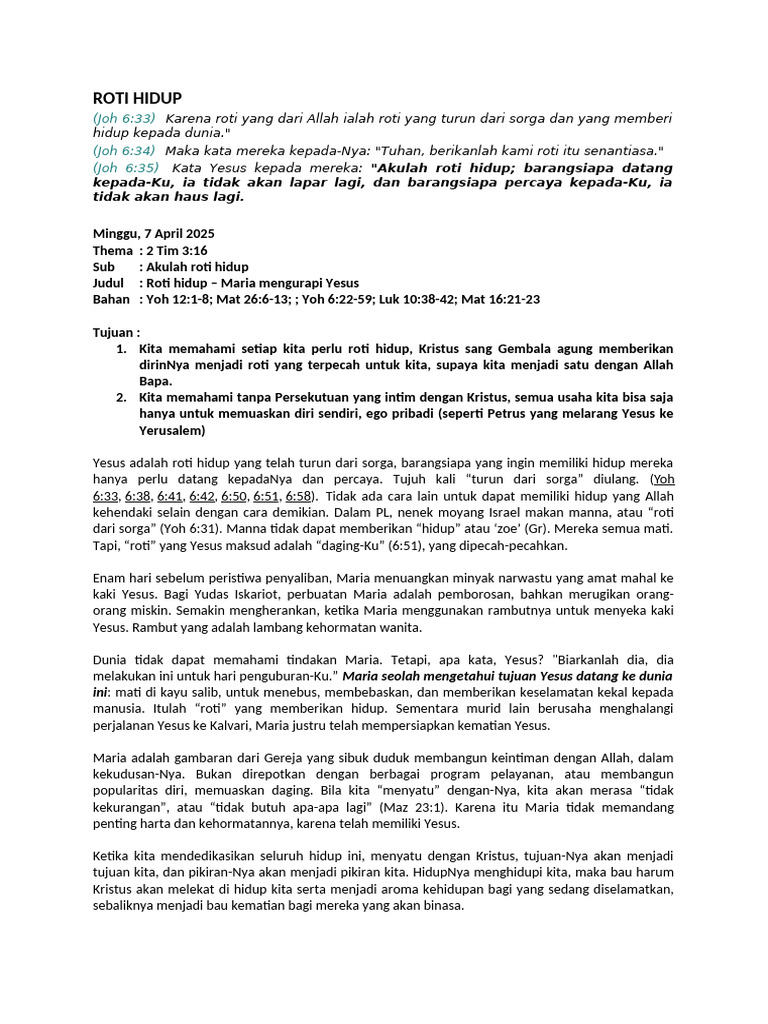ROTI HIDUP 7 Apr 2025 | PDF