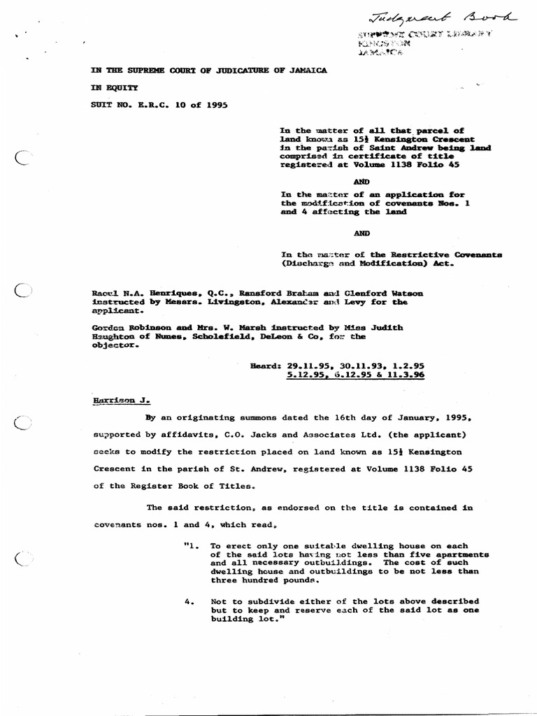 Kensington Crescent V Modification of Covenants Nos. & Restrictive ...