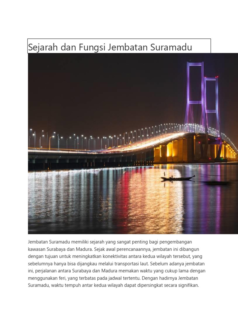 Sejarah Dan Fungsi Jembatan Suramadu | PDF