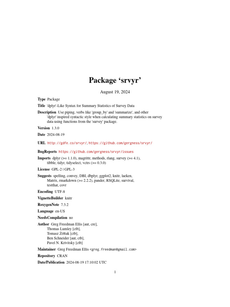 Summary Stats for Survey Data in R | PDF | Sampling (Statistics) | Variance