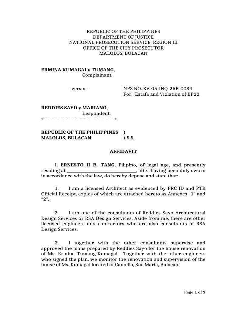Affidavit - Arch.Tang - Rev2 Red | PDF | Affidavit | Common Law