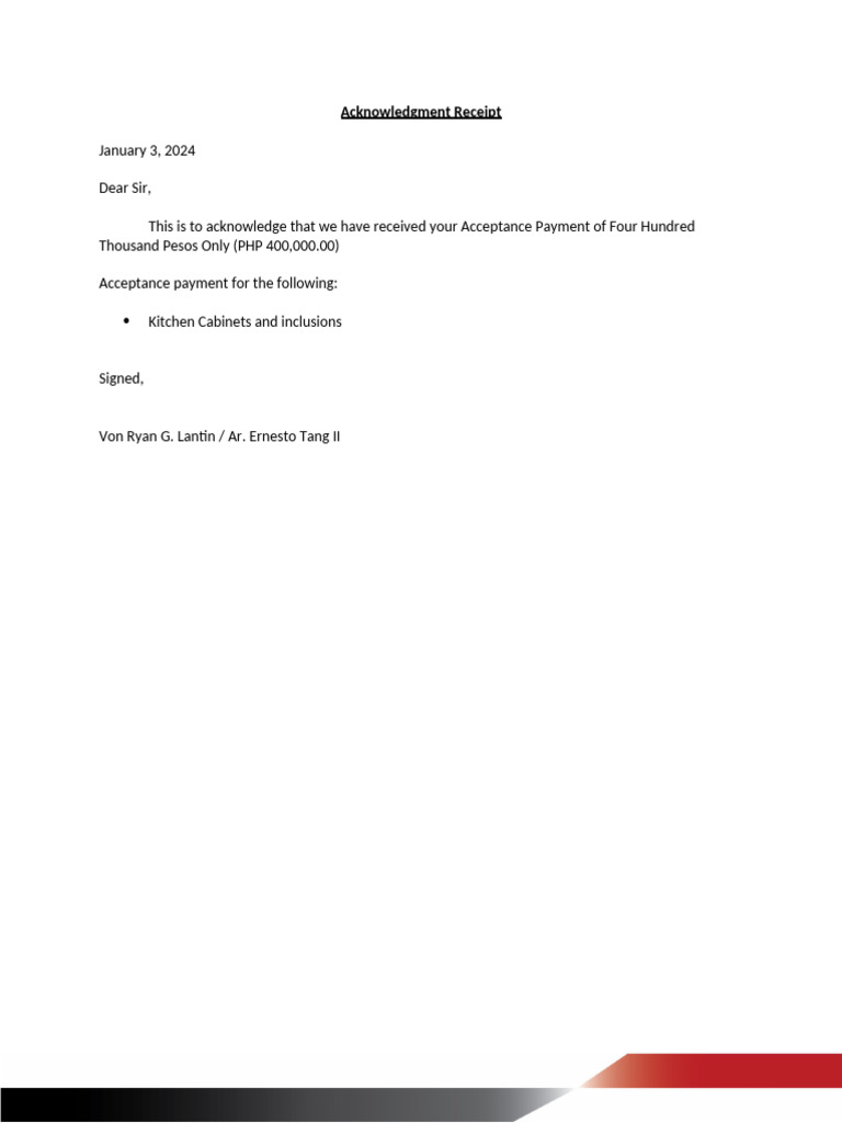 AVZ Builders Acknowledgment Receipt Sir Eric 1 2 | PDF