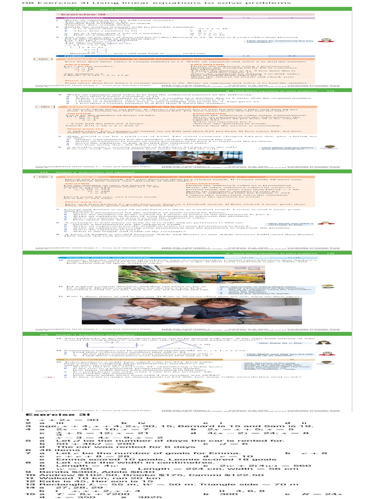 08 Exercise 3I Using Linear Equations To Solve Problems | PDF